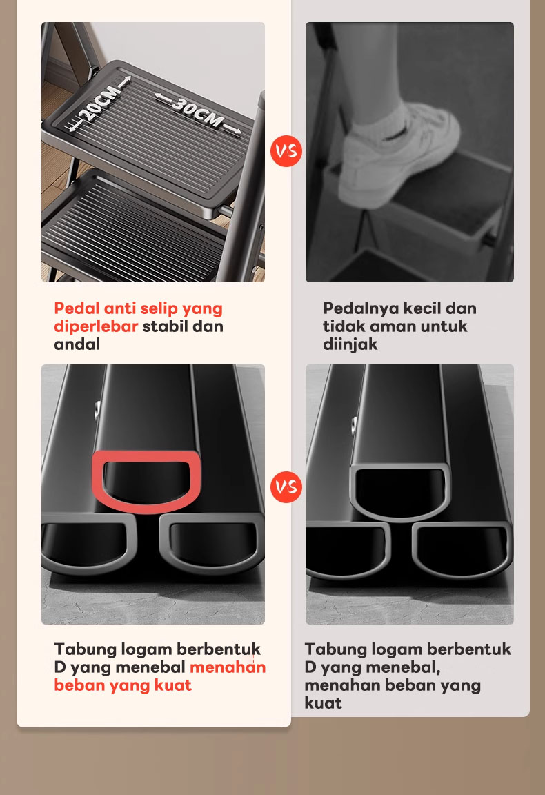 Jual MONQIQI Tangga Lipat Multifungsi 5/6 Step Tangga Rumah Lipat Tangga Besi Lipat Tangga Lipat ...