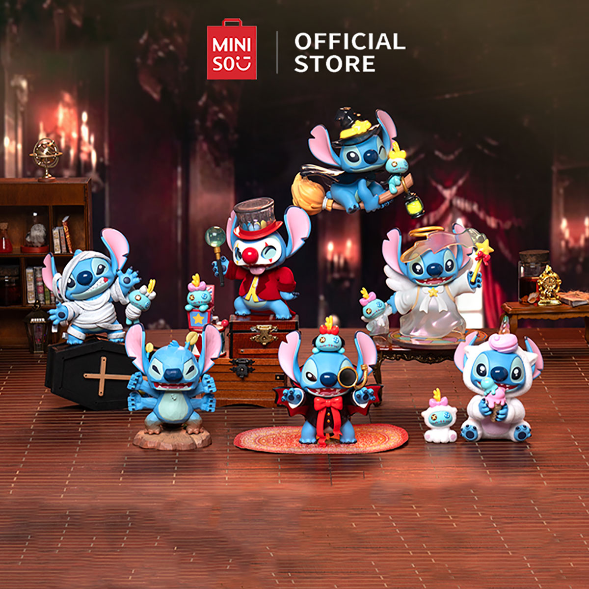 Jual Miniso X Disney Stitch's Wacky Diary 2.0 Series Figures Flocking ...