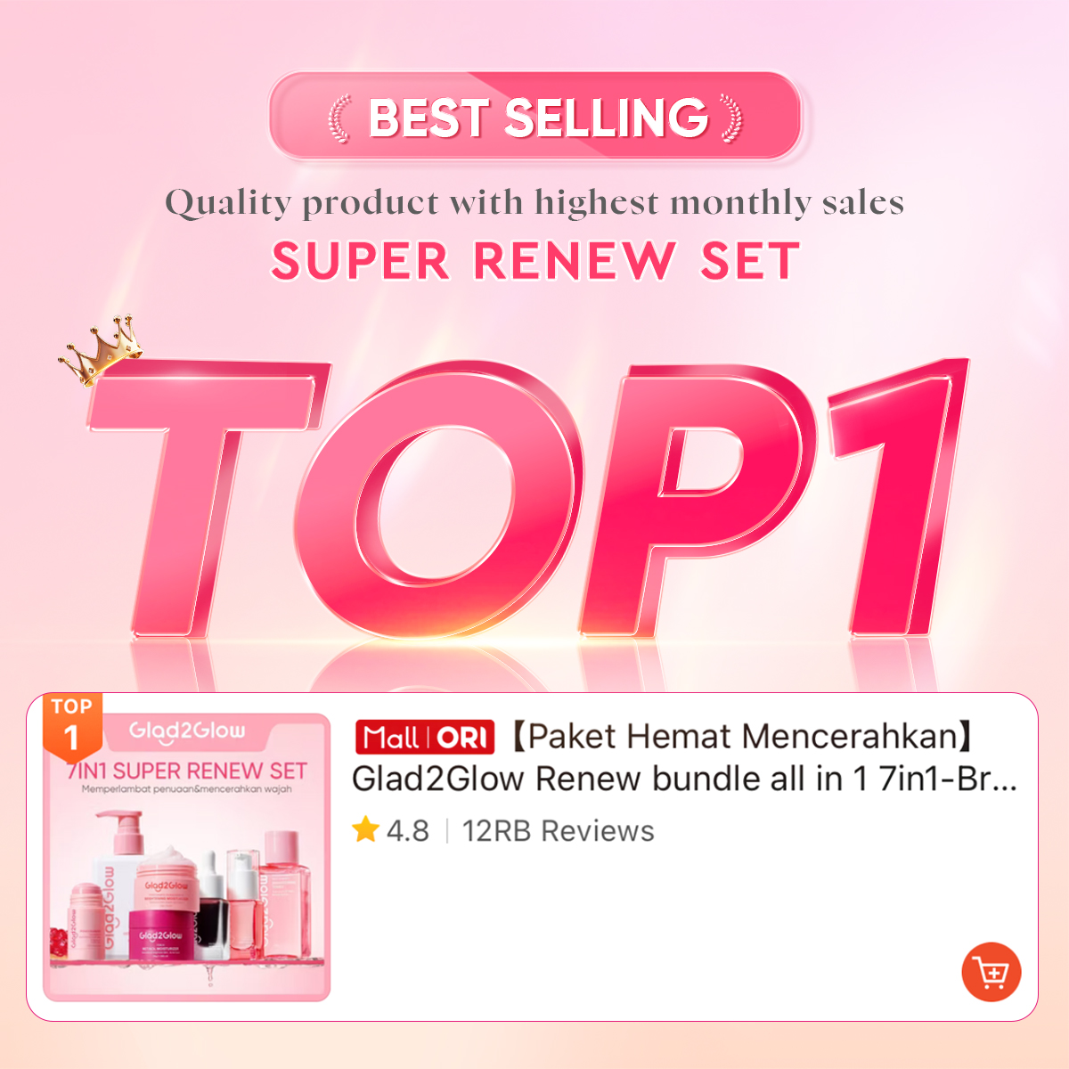 Jual 【Paket Hemat Mencerahkan】Glad2Glow Renew bundle all in 1 7in1-Brightening toner+Brightening ...