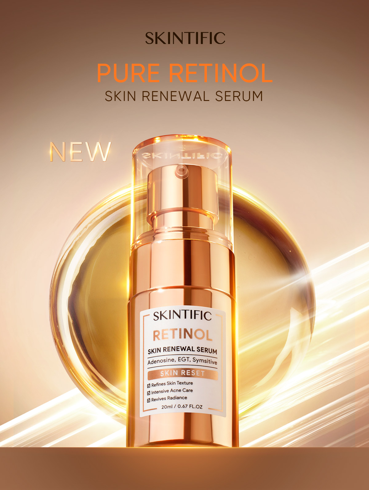 Jual SKINTIFIC - Retinol Skin Renewal Serum 20ml | Retinoid Menyamarkan Menghaluskan Tekstur ...