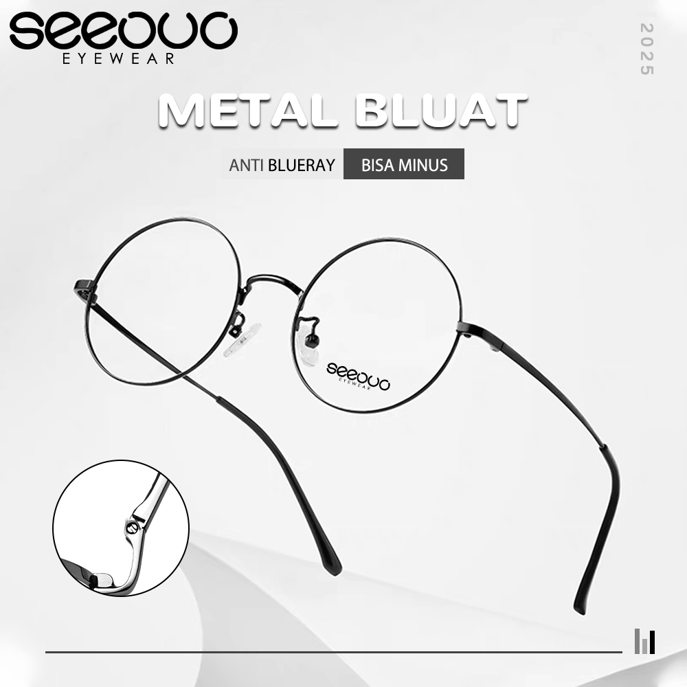 Jual Seeouo Antiradiasi Blueray Kacamata Bisa Minus Photocromic Bluecromic Model Bulat Retro ...