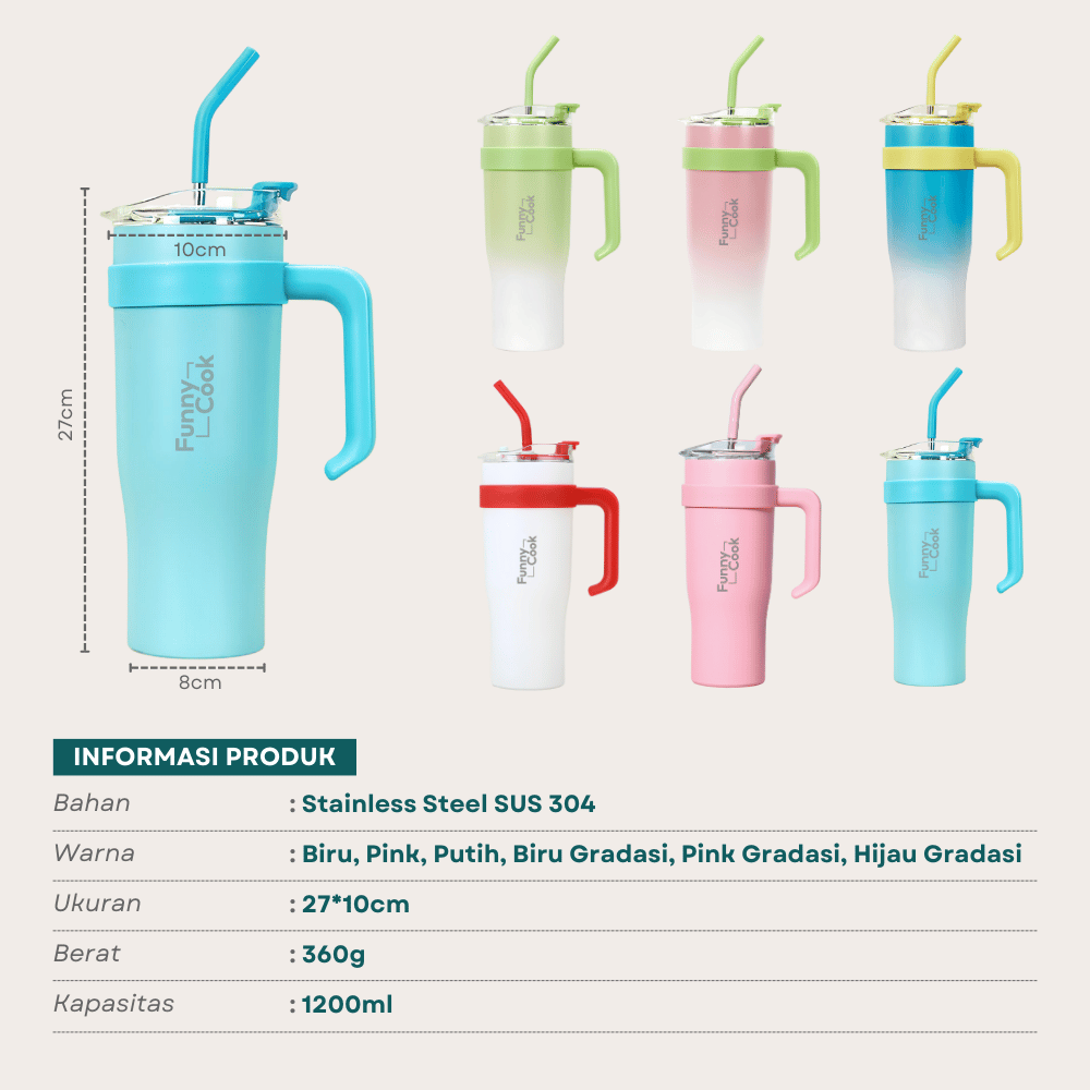 Jual FUNNYCOOK Tumbler Tahan Dingin Dan Panas Botol Minum Premium Bahan Stainless Steel 316 ...