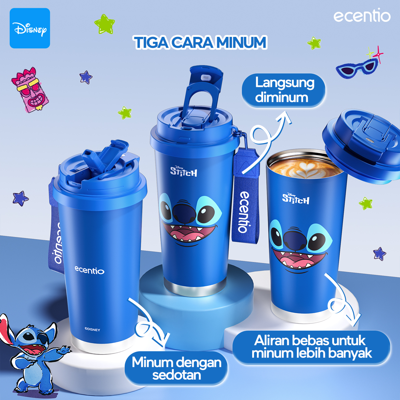 Jual ecentio X Toy story tumbler minum Disney lotso & stitch premium ...