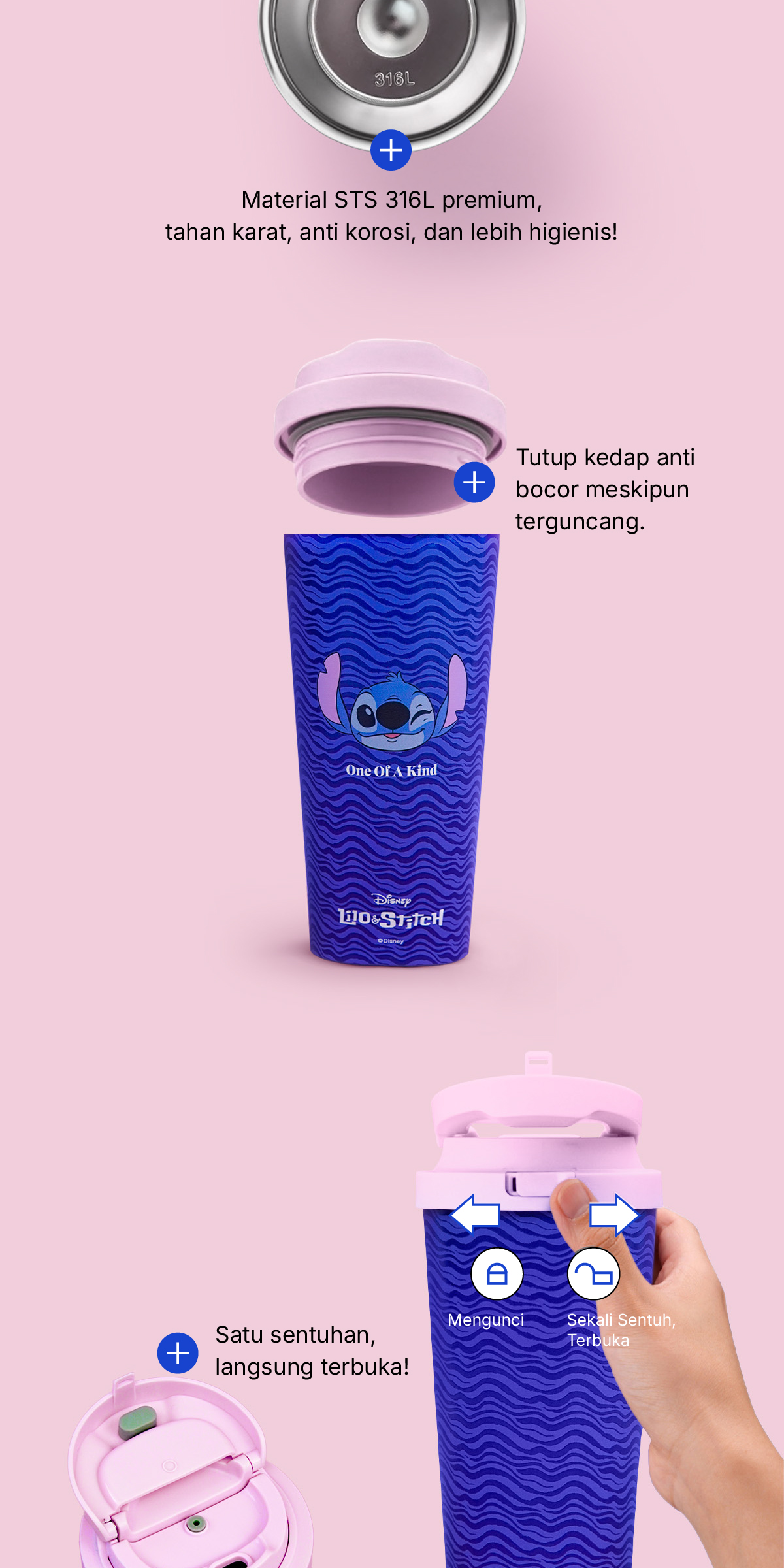 Jual LocknLock One Touch Clip Tumbler Disney Stitch Edition | Shopee ...