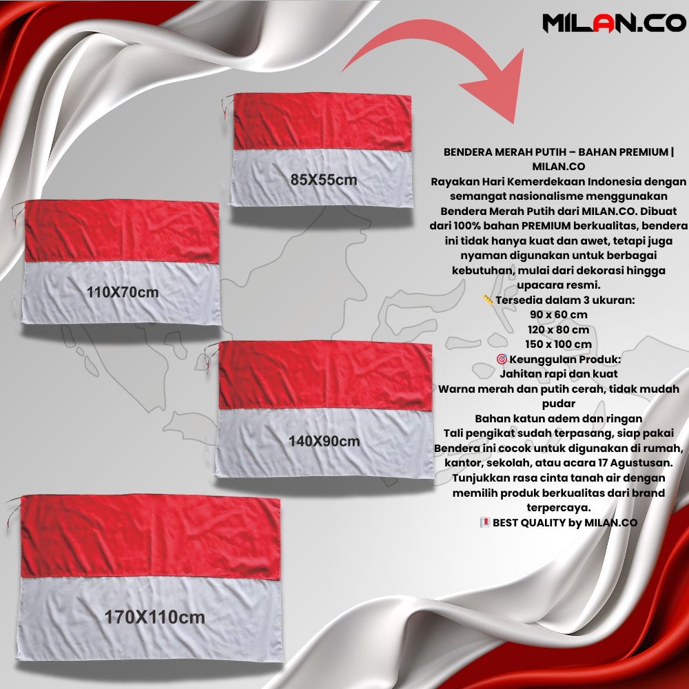Jual MILANCO Bendera Merah Putih Agustusan Kemerdekaan Berbagai Ukuran ...