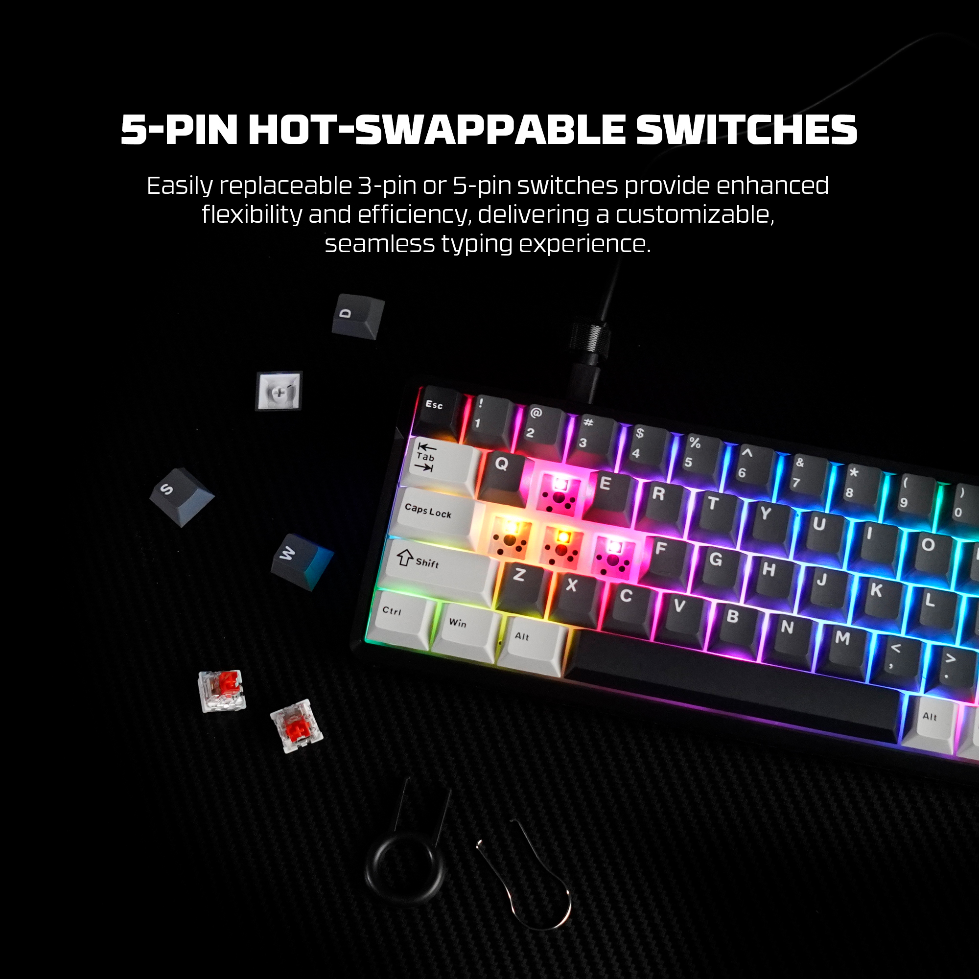 Jual Fantech ATOM PRO 66 Layout 65% Cherry Profile Wireless Keyboard ...