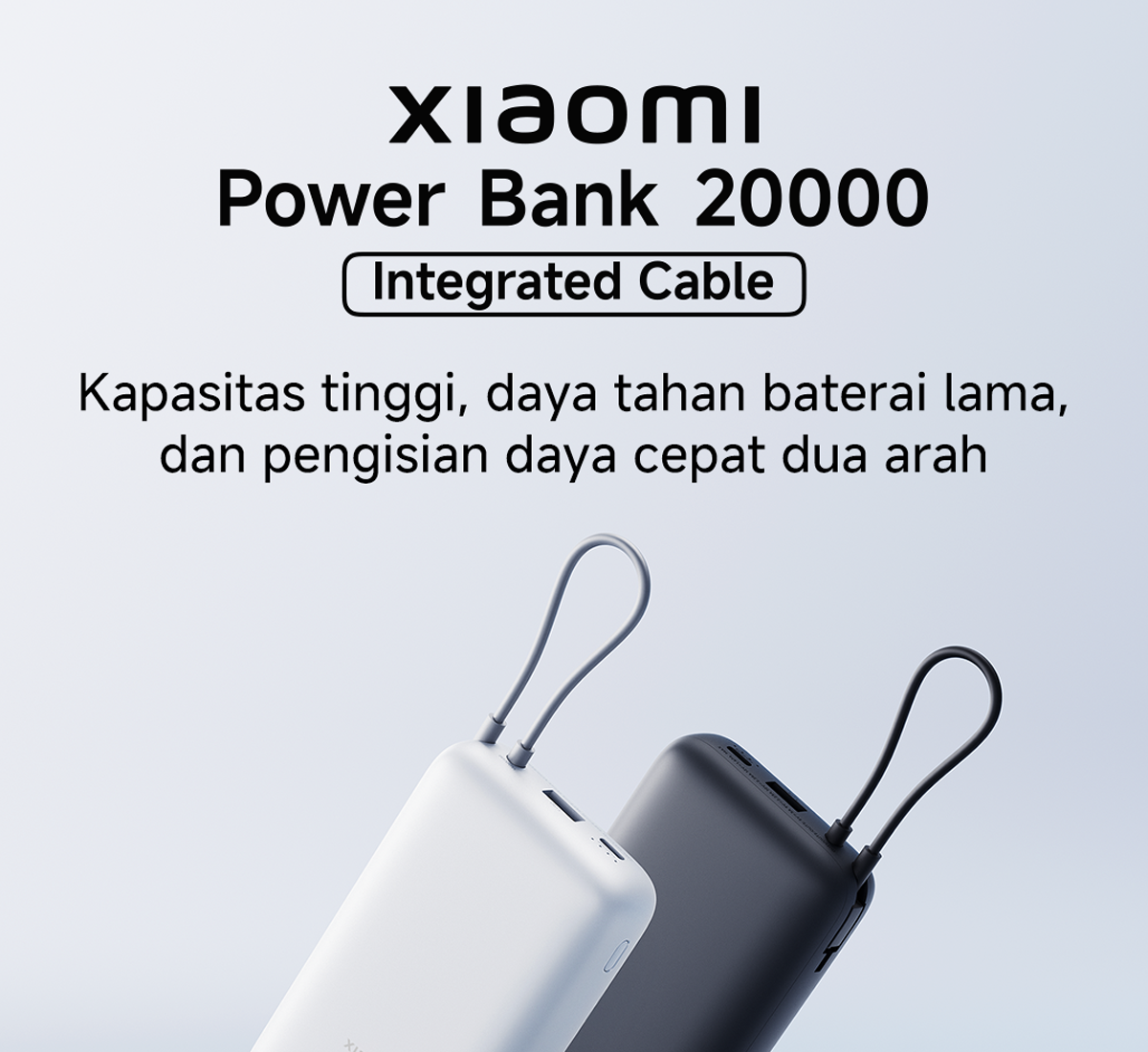 Jual Xiaomi Power Bank 20000mAh (Integrated Cable) | Kabel daya ...