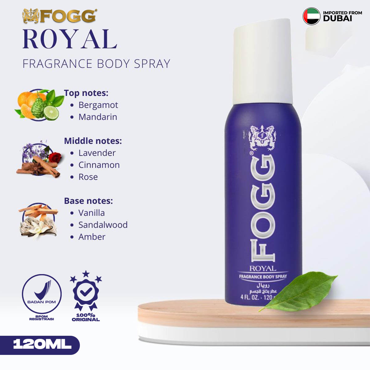 Jual Fogg Parfum Body Spray Reguler Royal 120ml Tanpa Gas No.1 | Shopee ...