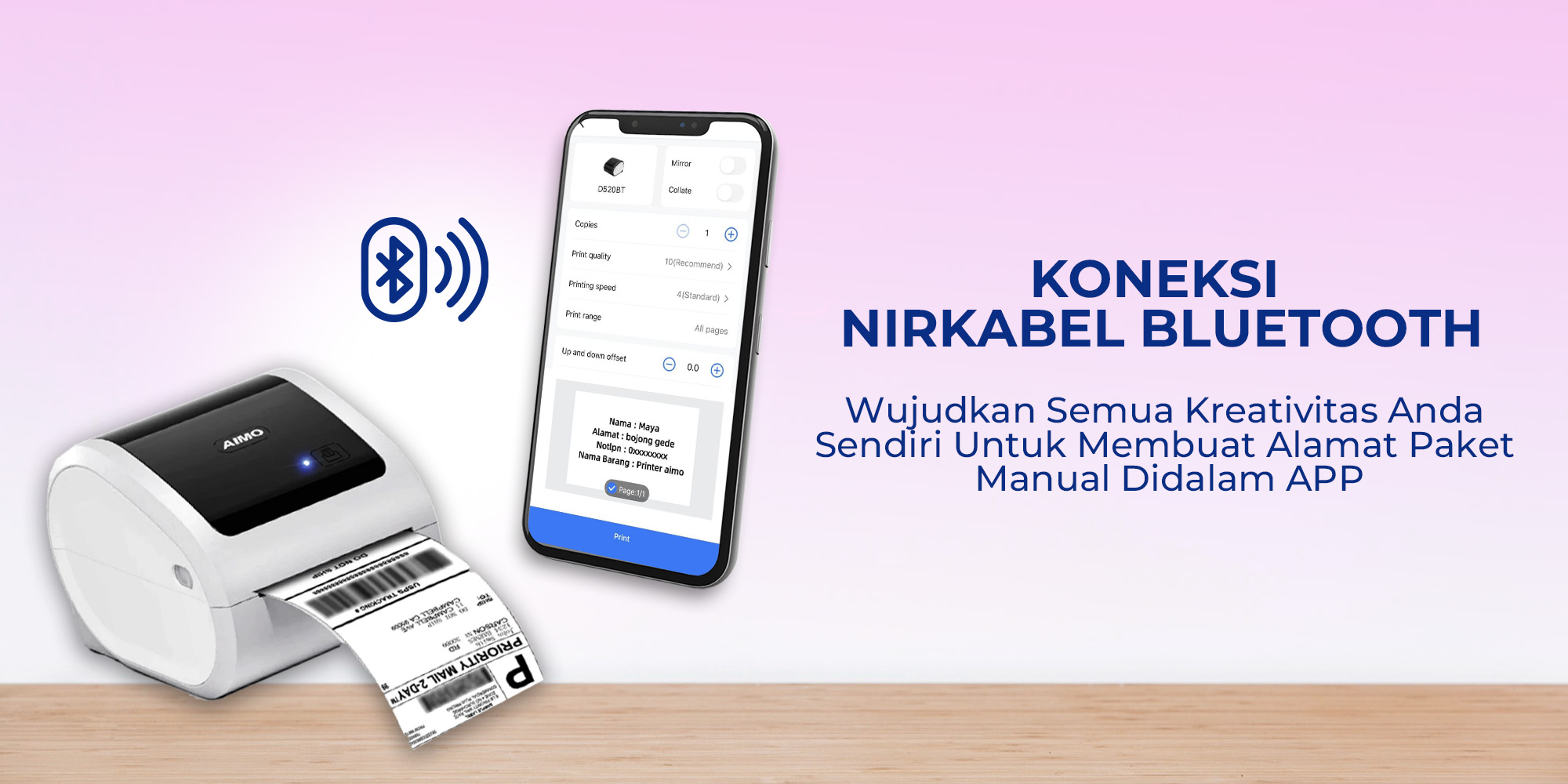 Jual AIMO D520 THERMAL PRINTER BARCODE RESI LABEL PENGIRIMAN 110MM A6 ...