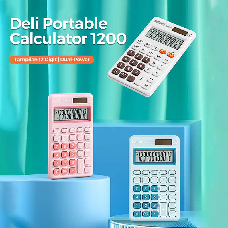 Jual Deli Desktop Calculator / Kalkulator Meja Mini Portable Dual Power ...