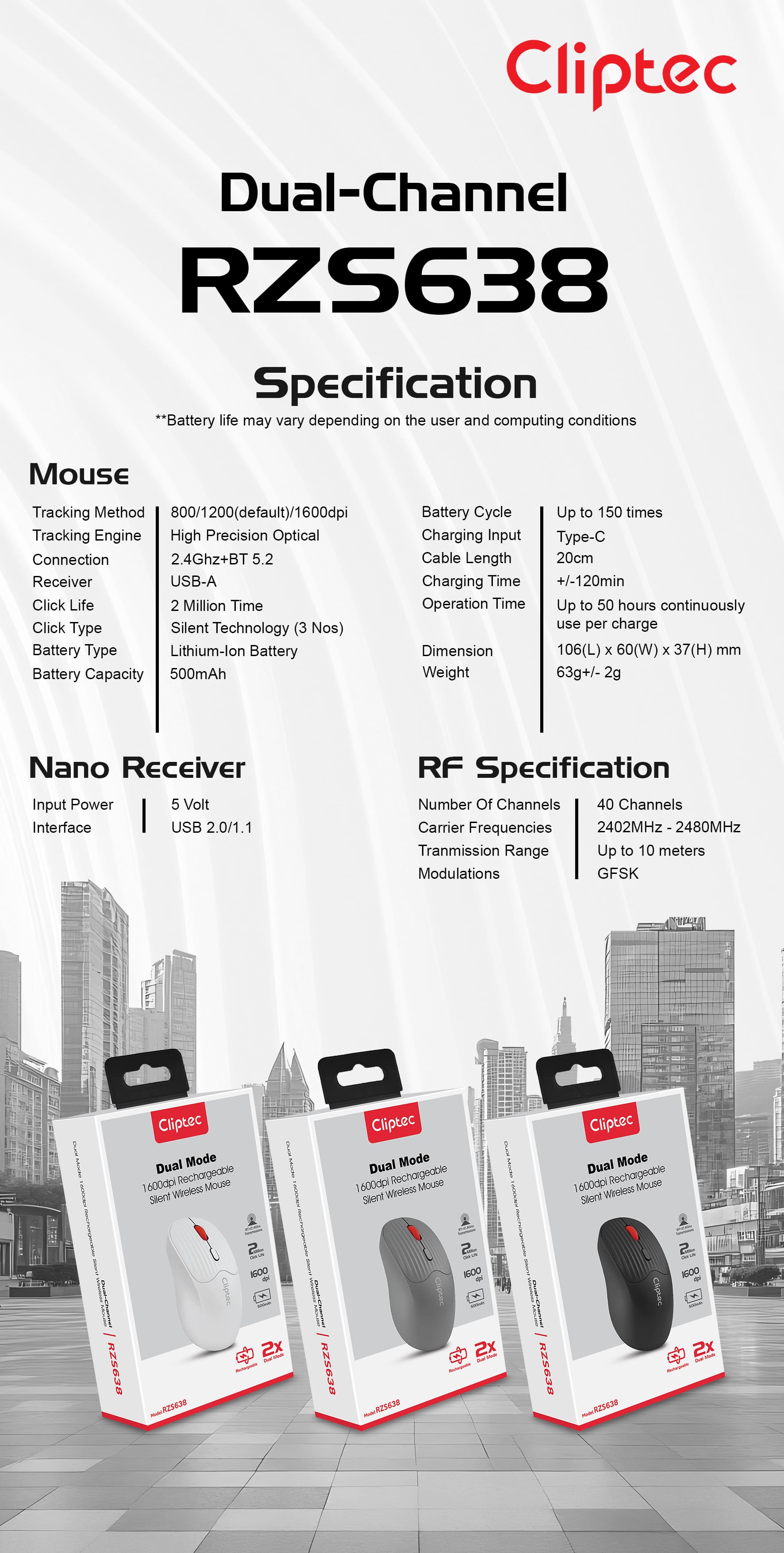 Jual Mouse Wireless Rechargeable Silent Dual Mode Bluetooth 1600Dpi ...