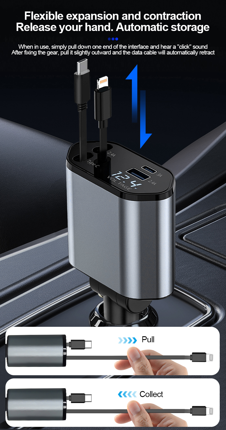 Jual Jovitech CC20 Cable Car Fast Charger Colokan Mobil 4 In 1 PD 120W ...