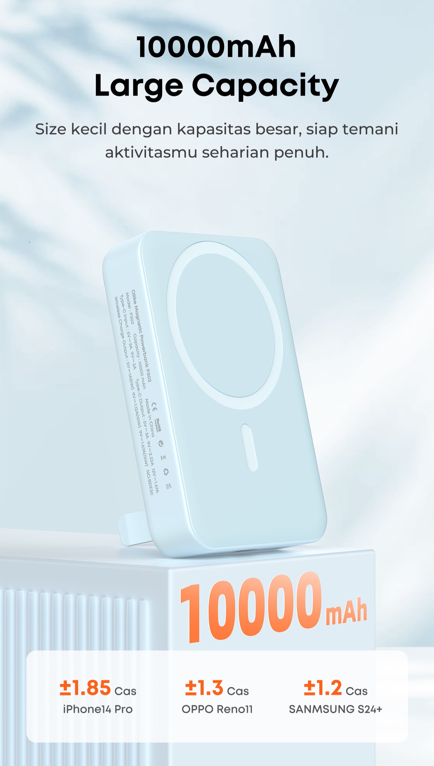 Jual OLIKE Powerbank P302 Magnetic Wireless Quick Charge 10000mAh | Power Bank Magsafe Fast ...
