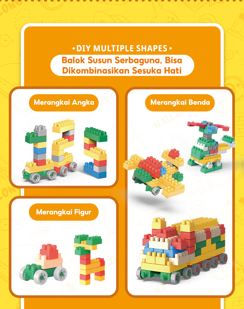 Jual OHSOME Mr. Man Nailong Bulding Block School Bag Model 100 pcs / Balok Mainan Susun DIY ...