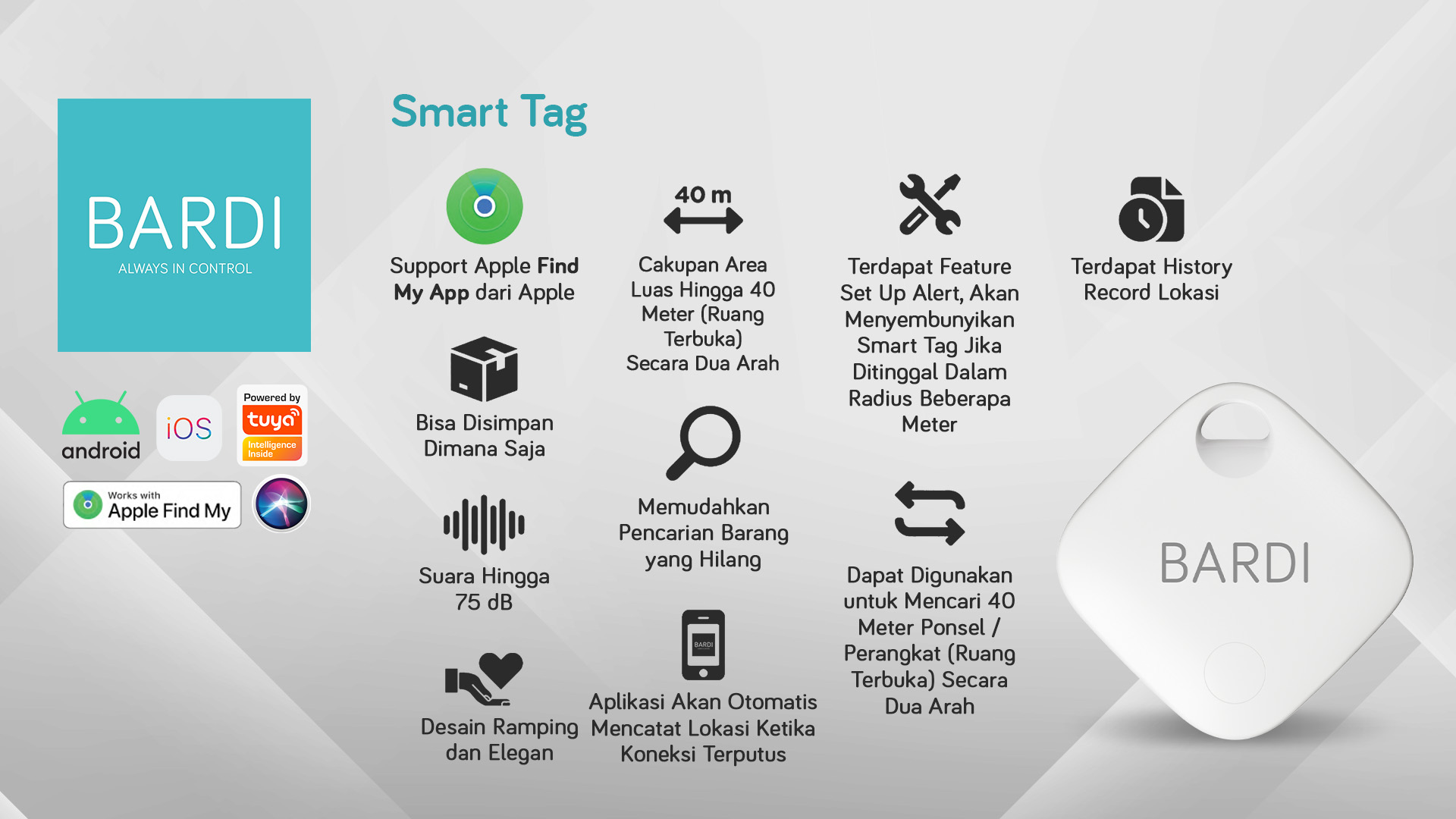 Jual BARDI Smart Tag Bluetooth iOS Android Support | Smart Tracker ...