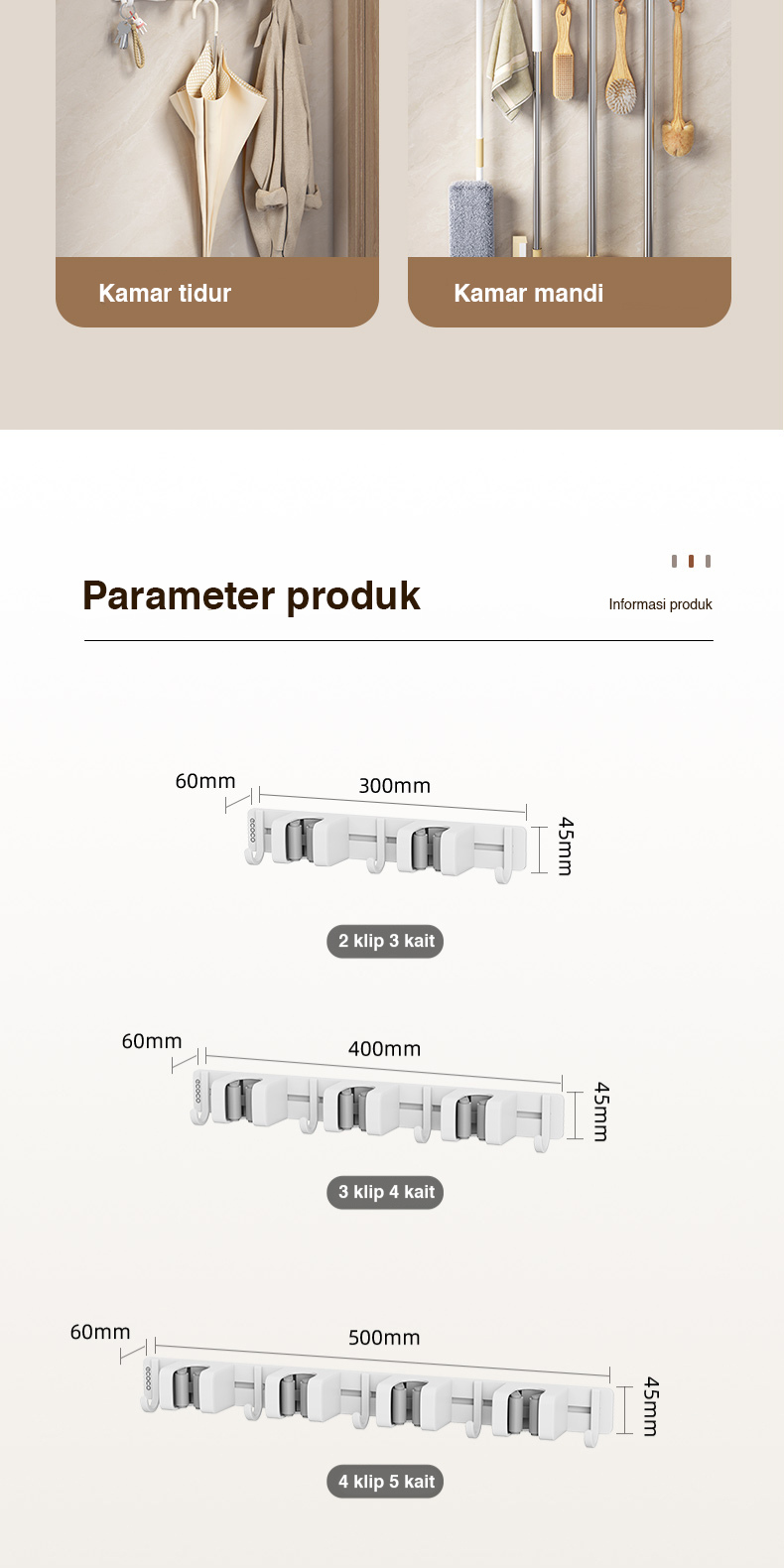 Jual ECOCO Continuous Mop Holder Aluminium - Holder Gantungan Dinding ...