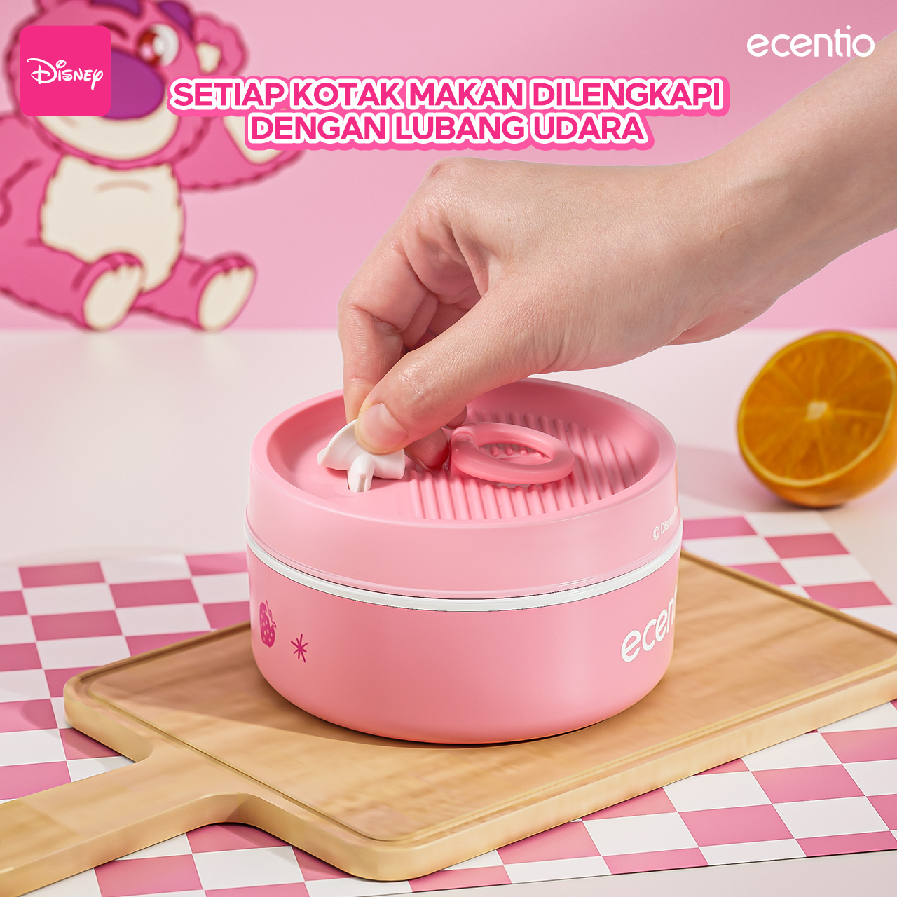 Jual ecentio lunch box tas set 3pcs lucu Disney lotso Kotak Makan anti ...