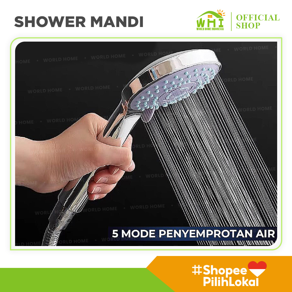 Jual World Home Shower Mandi 3 In1 Shower Kamar Mandi Satu Set 5 Mode Shower Head Simple Kepala ...