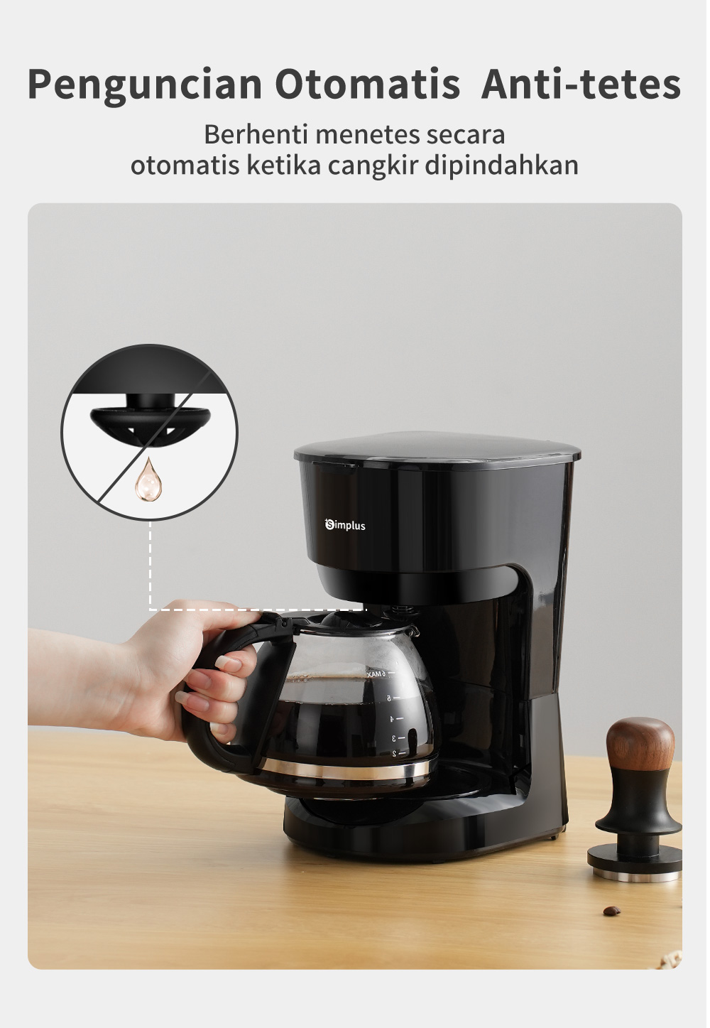Jual Simplus Coffee Maker Mesin Kopi Drip Rumahan Kapasitas Besar 750ml ...