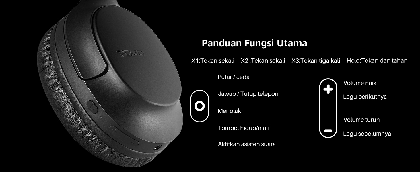 Jual (Earpads Bisa Diganti) Tozo H100 Over Ear Headphone Wireless ENC ...