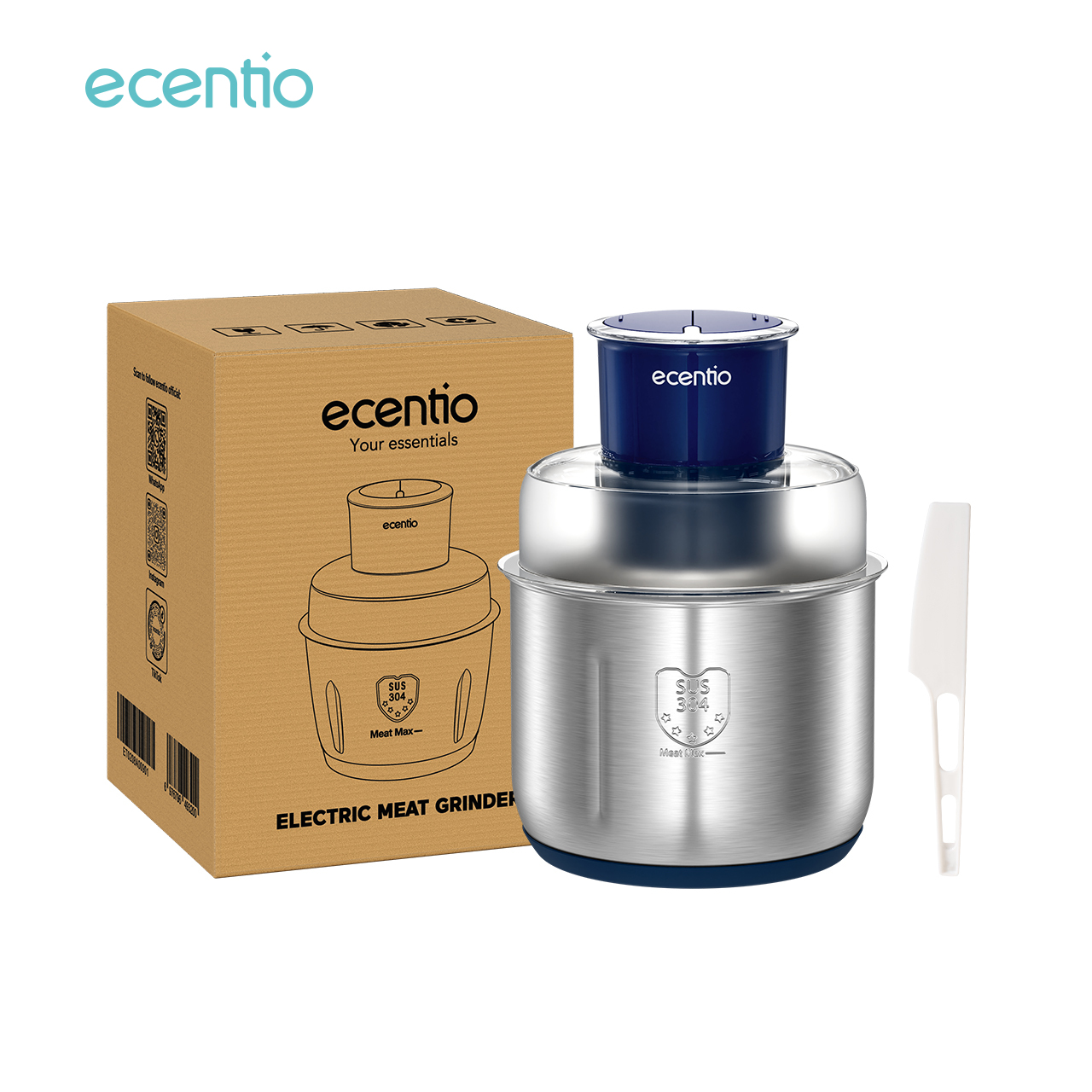 Jual ecentio Food Chopper 3L Penggiling Daging Stainless 4 Mata Pisau ...