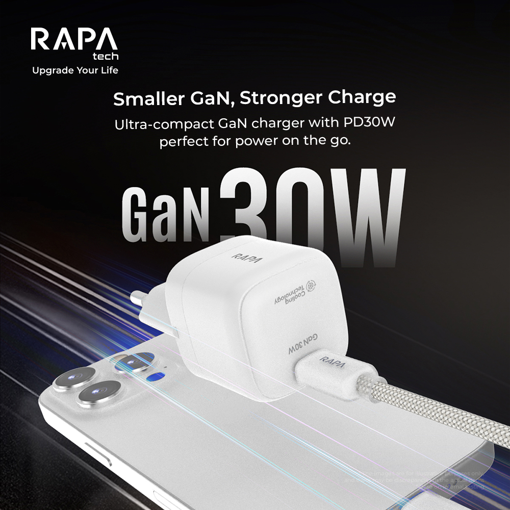 Jual RAPAtech Power Mini GaN 30W Charger iPhone 15 16 Type C to C Nylon ...
