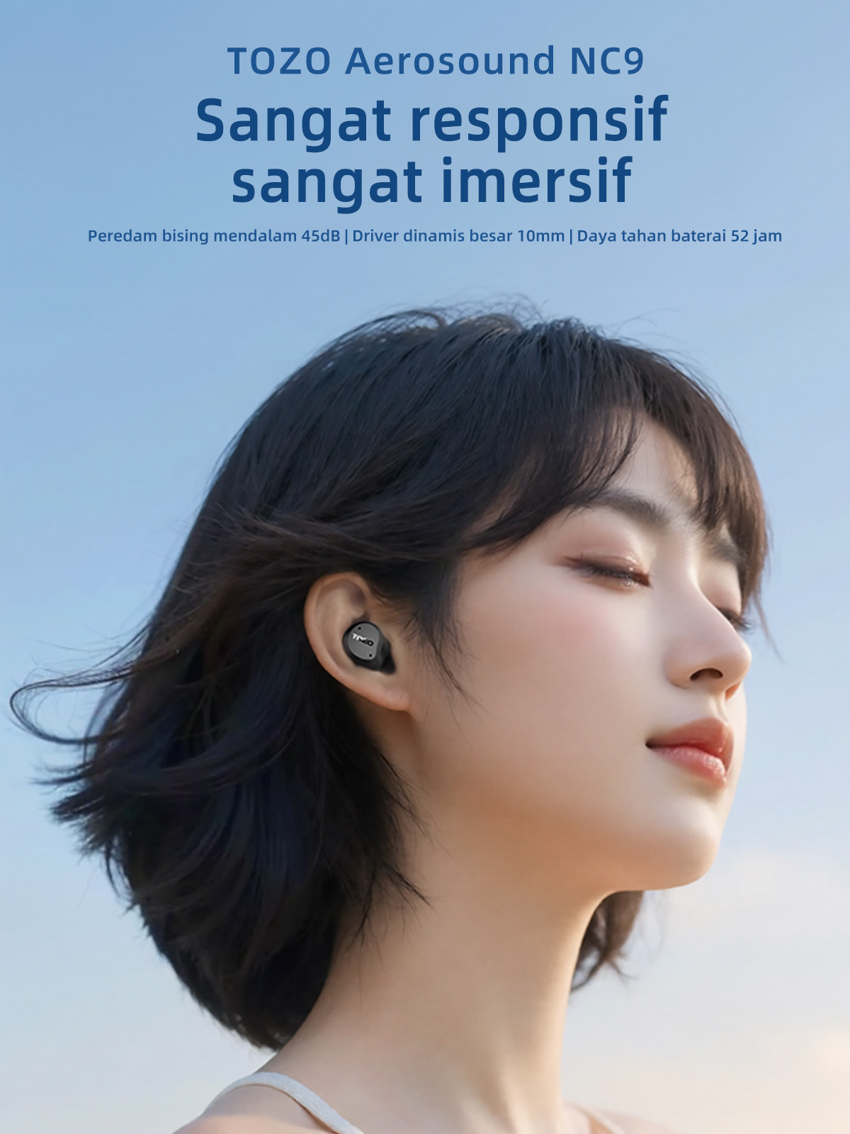 Jual NEW LAUNCHING Tozo Aerosound (NC9) Tws 6 Mics Hybrid ANC + 4 Mics ENC Long Playing Time ...