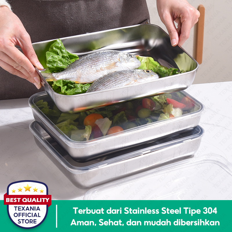 Jual TEXANIA Tempat Wadah Makanan Kontainer Makanan Sayuran Food Box Isi 5pcs Stainless Steel ...
