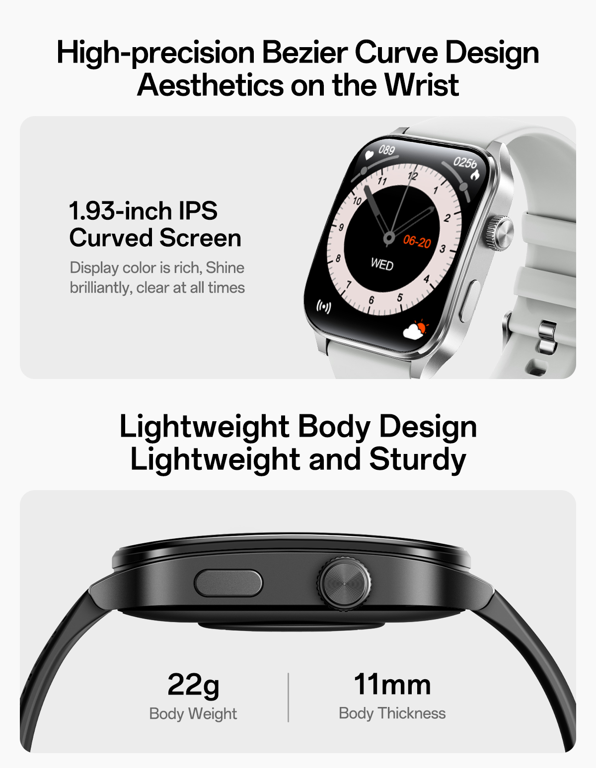 Jual [New] Aolon Curve 3 Jam Smartwatch 1.93-inci Layar IPS Tombol ...