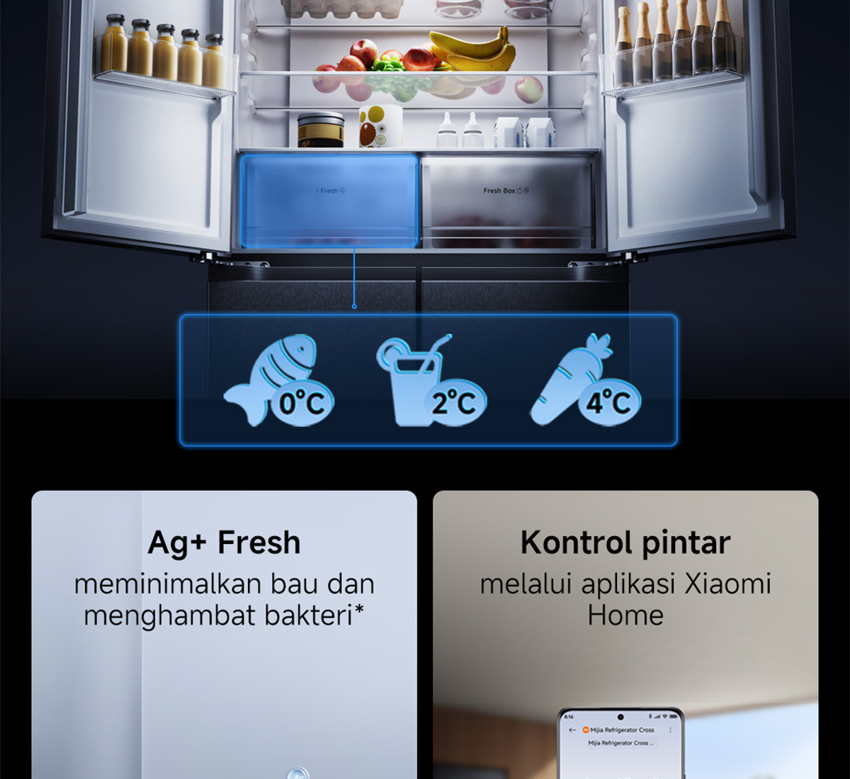 Jual Xiaomi Mijia Refrigerator Cross Door 510L | Smart Control | 510L ...