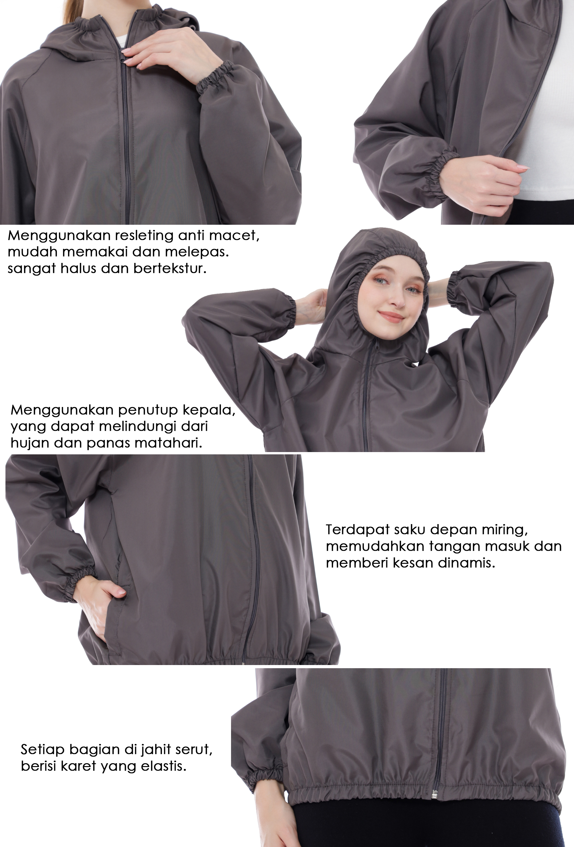 Jual VCRL Jaket Parasut Wanita Olahraga Senam Running Jogging Anti Uv ...