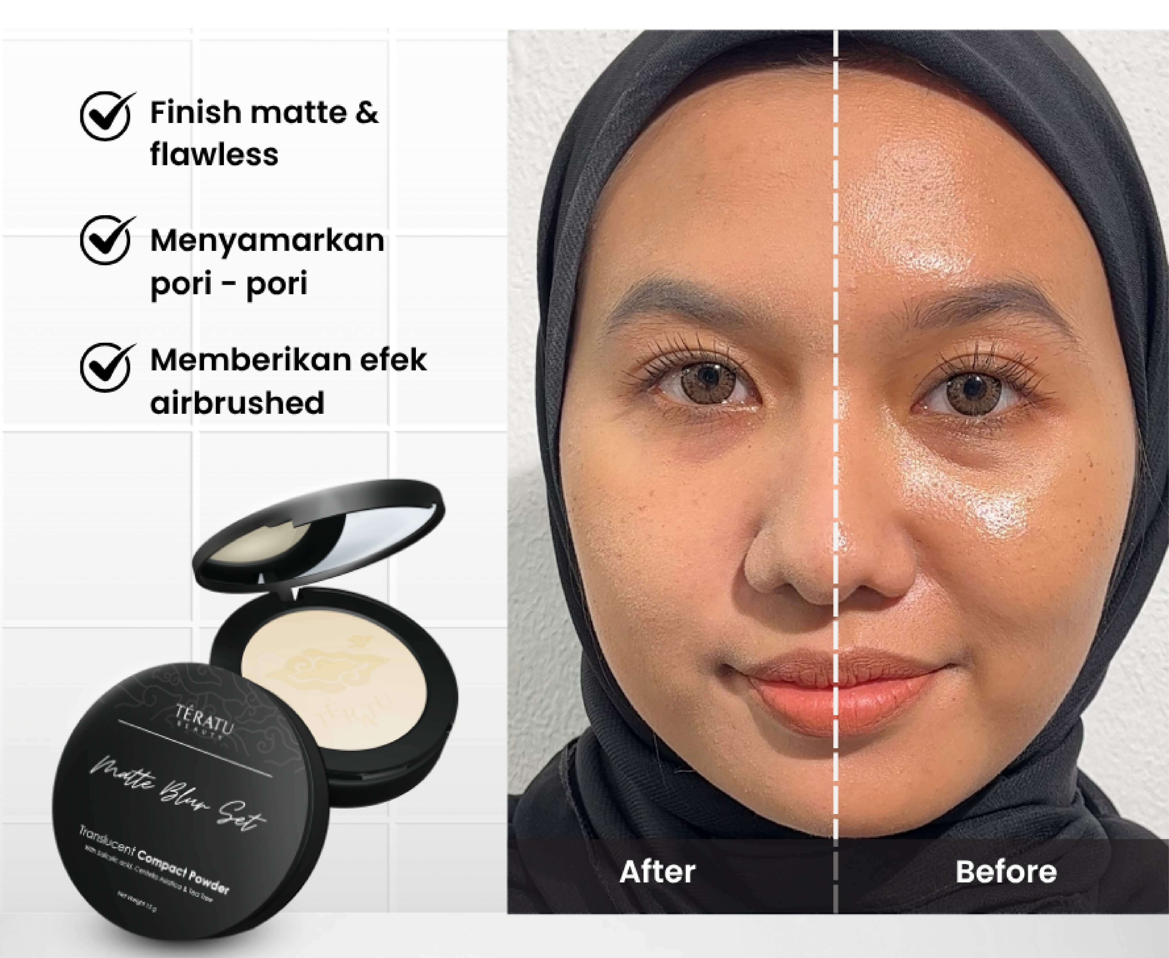Jual TERATU BEAUTY Matte Blur Set Translucent Compact Powder - 12 gr ...