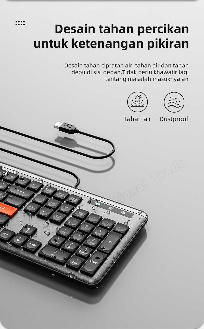 Jual OLYPS Keyboard & Mouse Set 104 Keys Full Size USB Kabel Silent ...