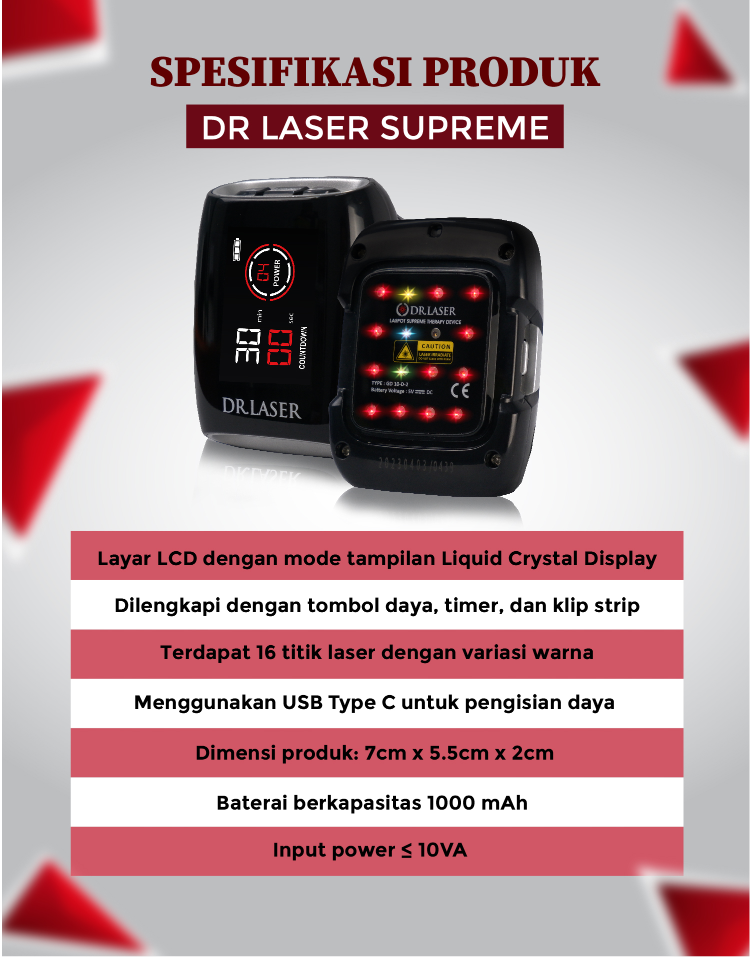 Jual Dr Laser Supreme 16 Titik - Jam Tangan Laser Terapi Kaki, Terapi ...