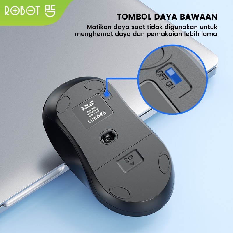 Jual ROBOT Mouse Wireless M206 2.4GHz Optical 1600DPI Kursor Akurat ...
