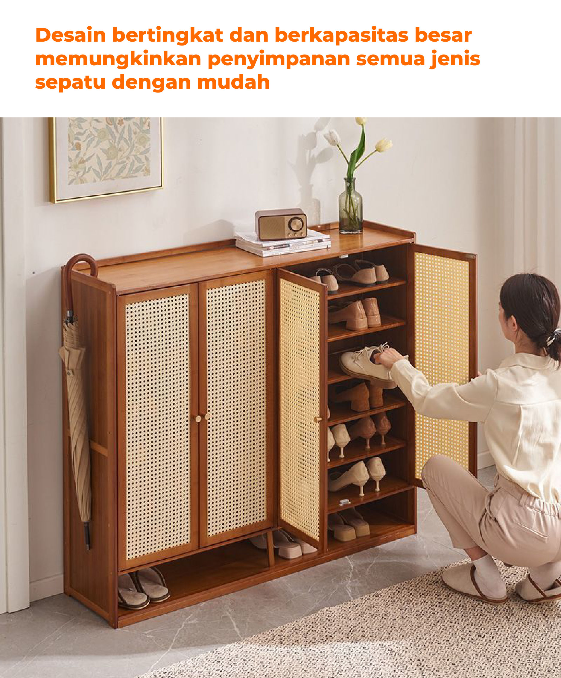 Jual Homedoki Bambu - Lemari Sepatu Rotan Kayu Minimalis/Rak Sepatu ...
