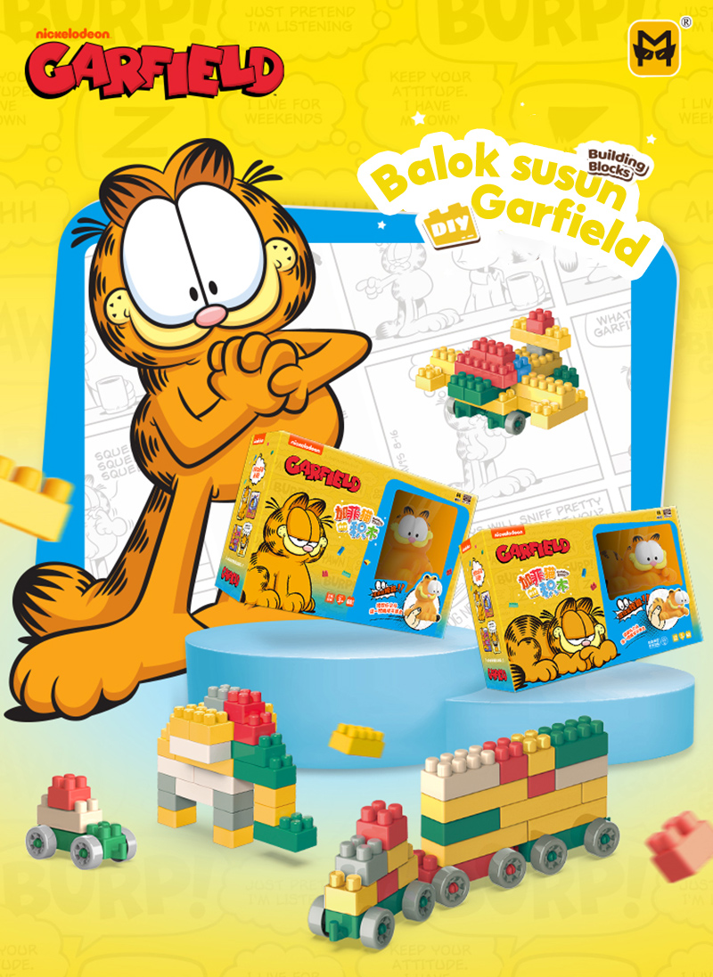 Jual OHSOME Mr.Man Garfield Building Blocks Set A 60 pcs / Mainan Balok ...