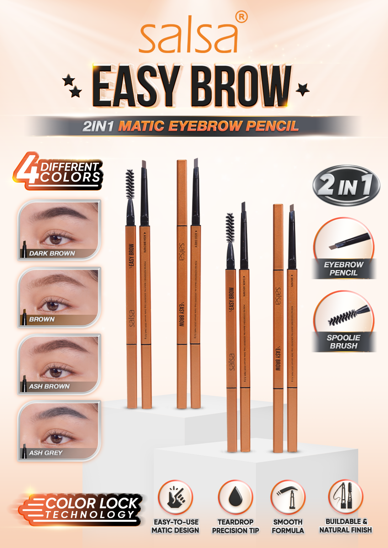 Jual SALSA Easy Brow - Pensil alis putar matic | 2in1 Eyebrow matic ...