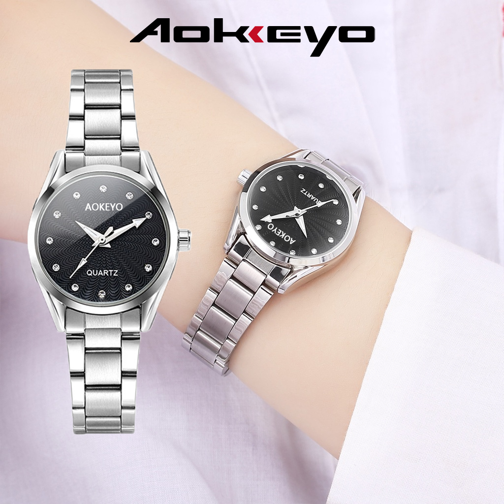 Jual AOKEYO W579 Jam Tangan Wanita Original Tahan Air Santai Mode Stainless Steel Jam Tangan ...