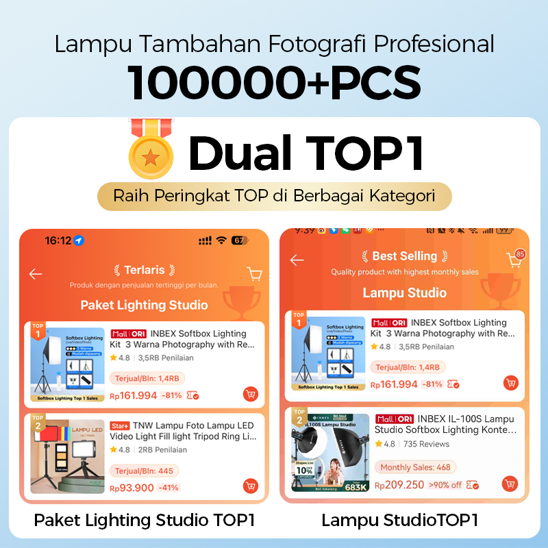 Jual INBEX Softbox Lighting Kit 3 Warna Kontent Kreator Live Streaming ...