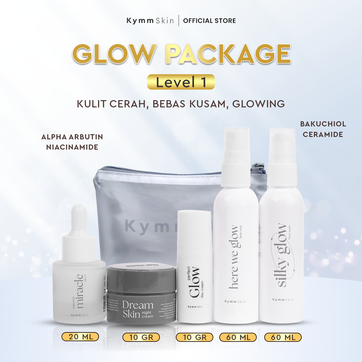 Jual [Free Pouch] KYMM SKIN Glow Package LEVEL 1 with Bakuchiol Serum ...