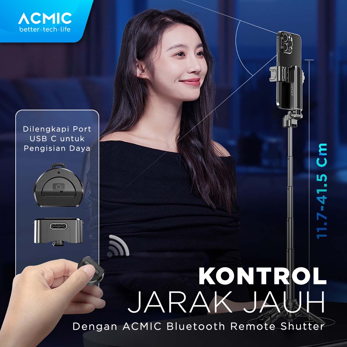 Jual [New Launch] ACMIC MINIPOD Grip Tripod Tongsis Mini Remote ...