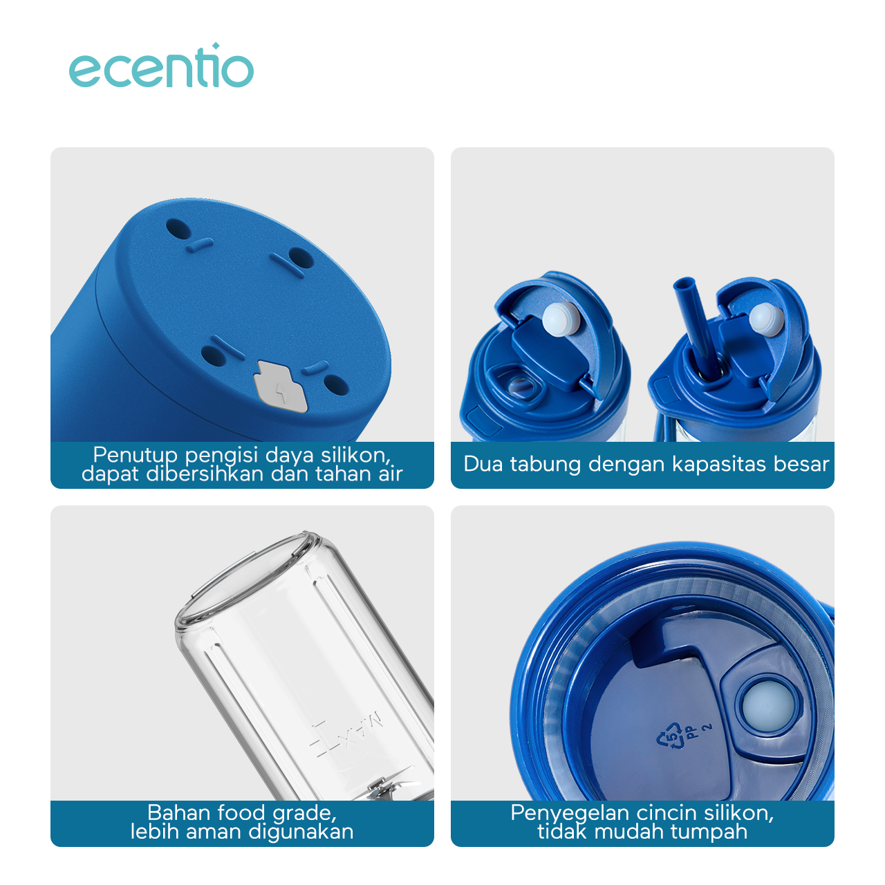 Jual ecentio Mini Juicer Portable Blender 10 Mata Pisau Stainless 3 ...