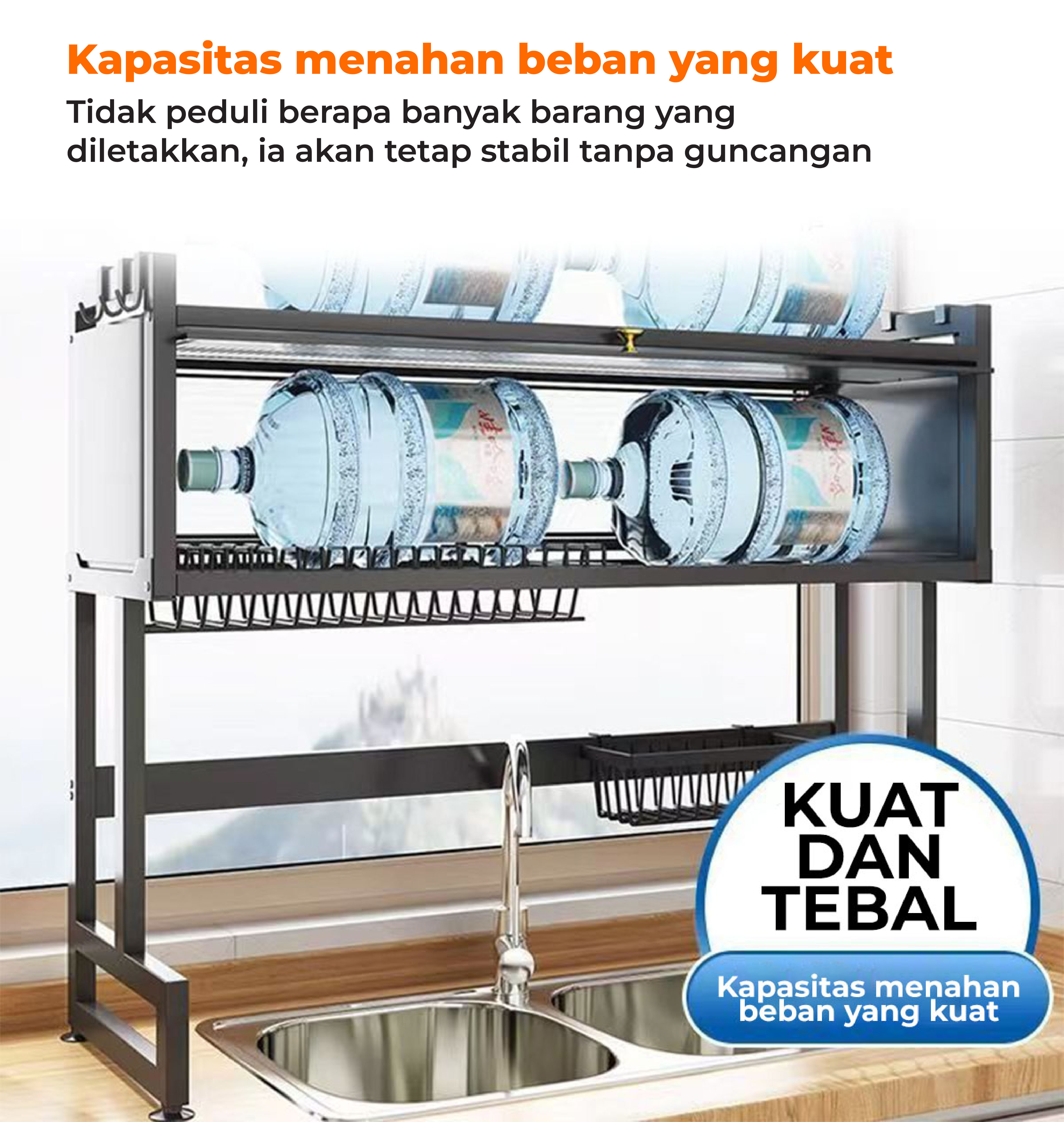 Jual Homedoki Rak Piring Wastafel Stainless/Rak Piring Tertutup/Rak ...