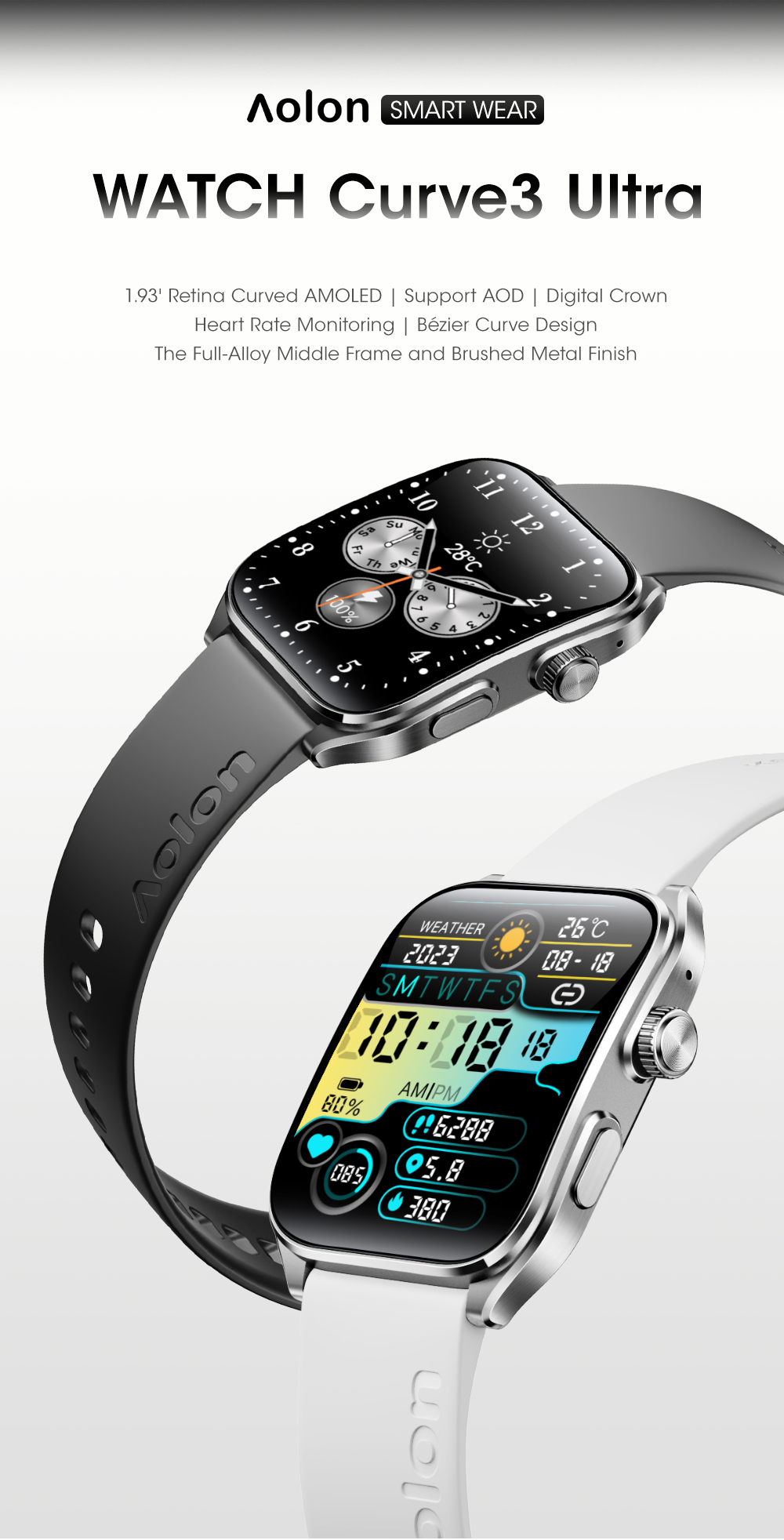 Jual [New] Aolon Curve 3 Ultra Jam Smartwatch 60Hz Amoled 1.93-inci ...