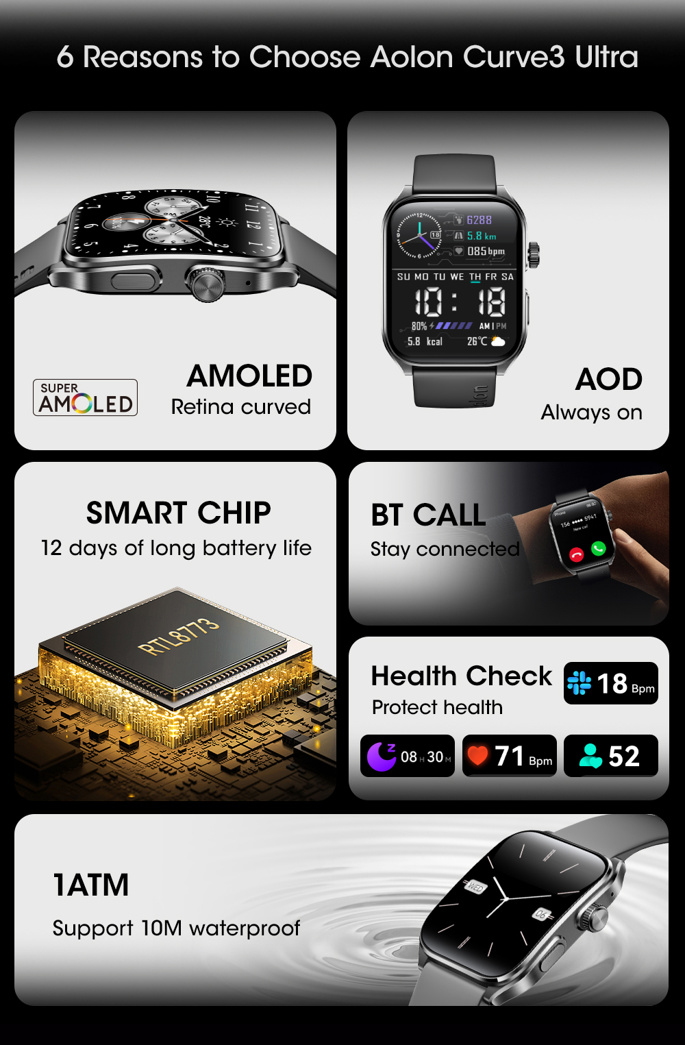 Jual [New] Aolon Curve 3 Ultra Jam Smartwatch 60Hz Amoled 1.93-inci ...