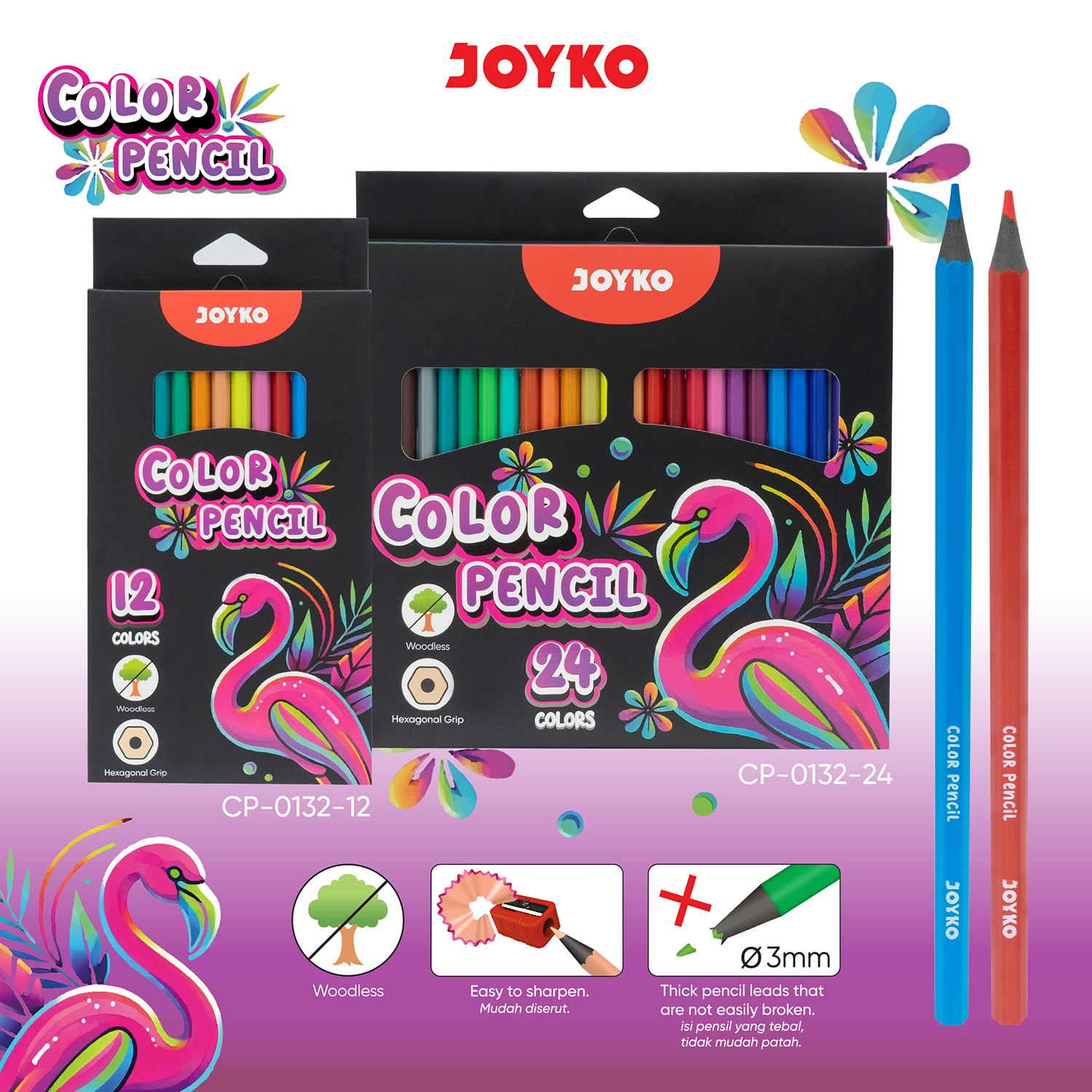 Jual JOYKO Woodless Color Pencils Pensil Warna Tanpa Kayu CP-0133 ...