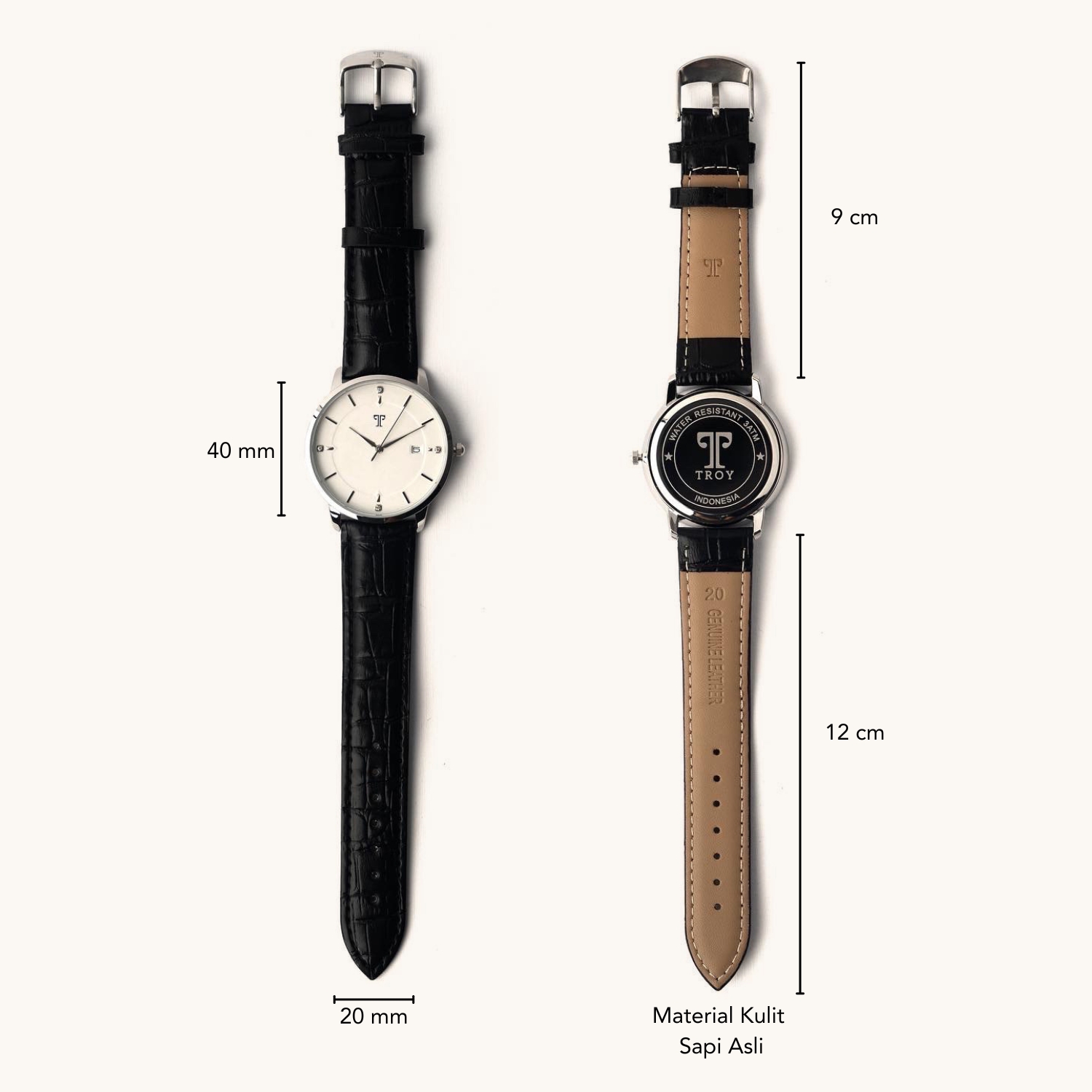 Jual TROY Jam Tangan Pria Elegan Klasik Tali Strap Bahan Kulit Sapi ...