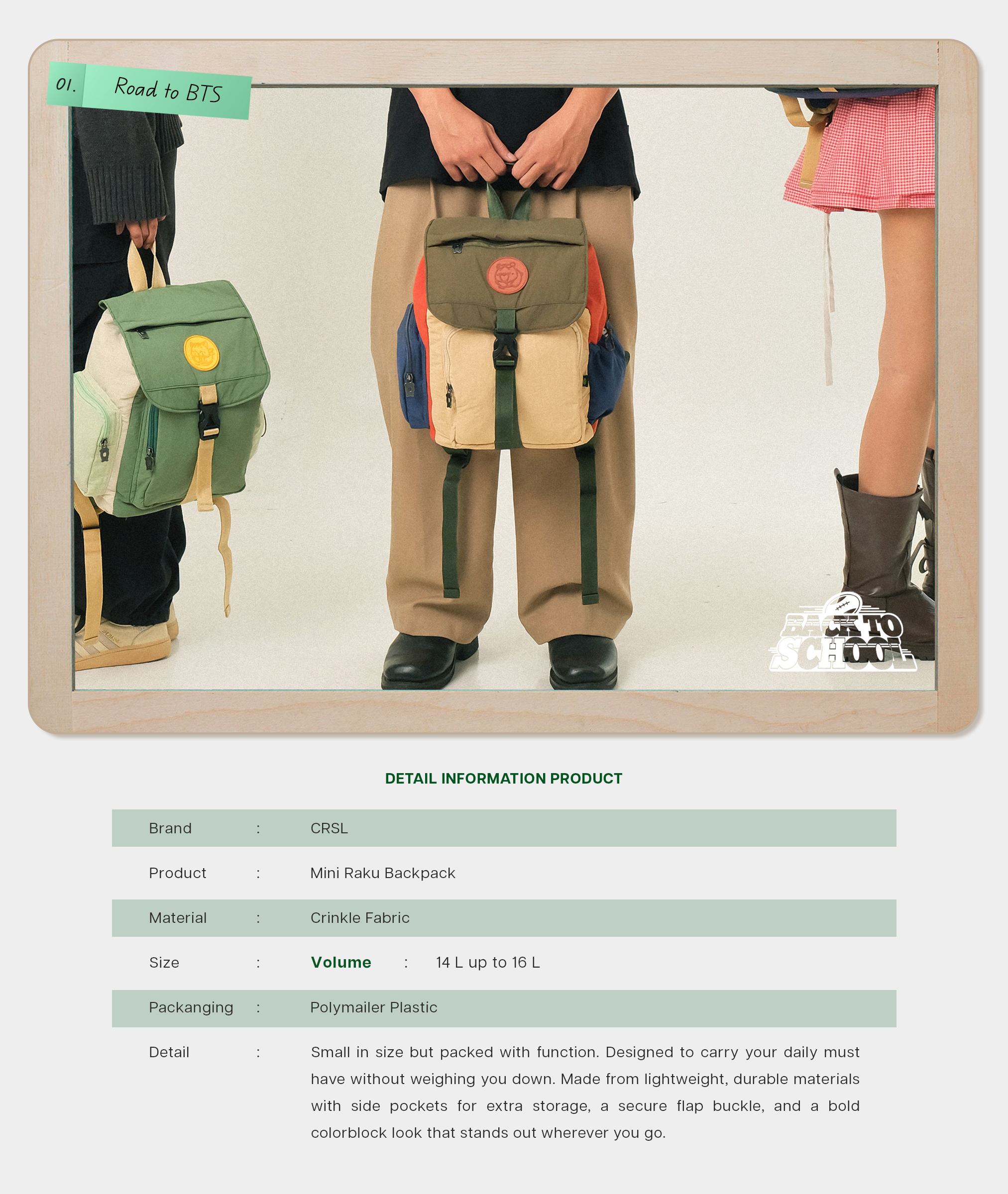 Jual CRSL Mini Raku Backpack Series I Tas Sekolah Kampus kuliah Ransel ...