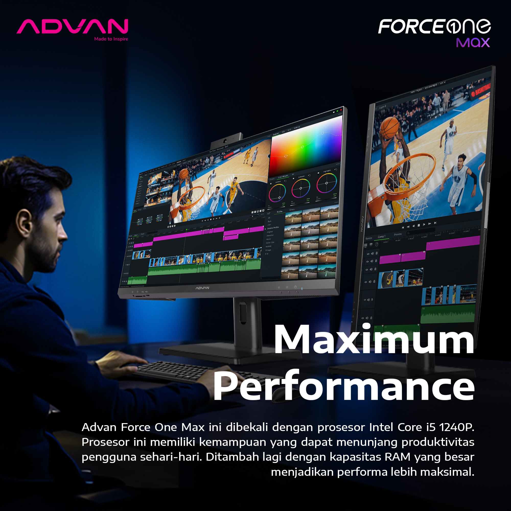 Jual [New Launch] ADVAN Force One Max AIO PC Gaming 27 Inch 100Hz Intel ...